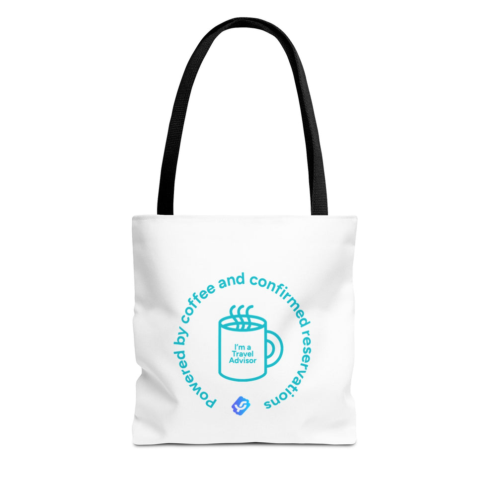 "Powered By Coffee & Confirmed Reservations" - Tote Bag – Famvia Travel